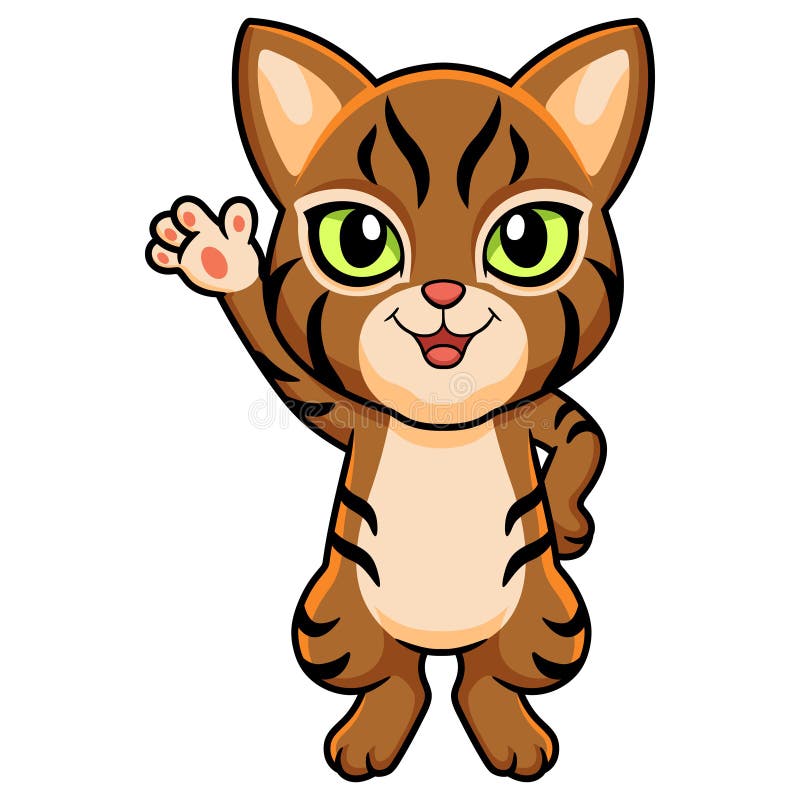 Cute Pixie Bob Cat Cartoon Waving Hand Stock Vector - Illustration of ...