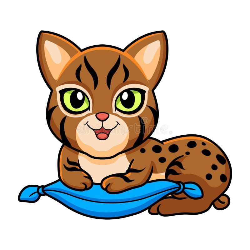 Cute Pixie Bob Cat Cartoon on the Pillow Stock Vector - Illustration of ...