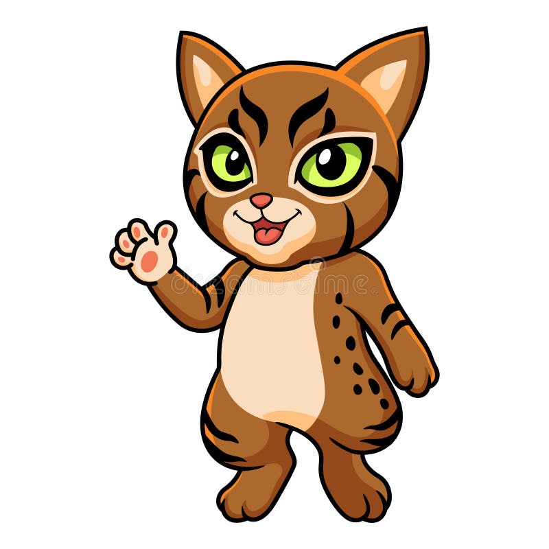 Cute Pixie Bob Cat Cartoon Waving Hand Stock Vector - Illustration of ...