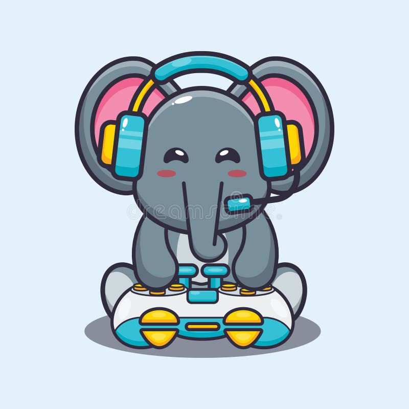 Cute Elephant Play a Game Cartoon Vector Illustration. Stock Vector ...