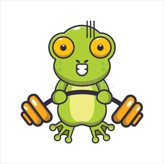 Cute Frog Lifting Barbell Cartoon Vector Illustration. Stock Vector ...