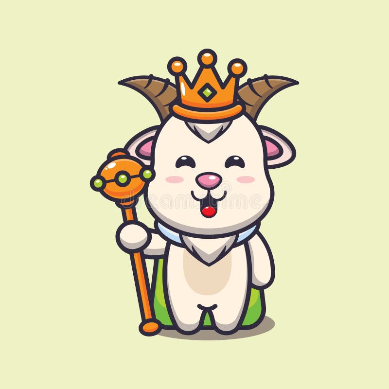 Cute King Goat Cartoon Vector Illustration. Stock Vector - Illustration ...