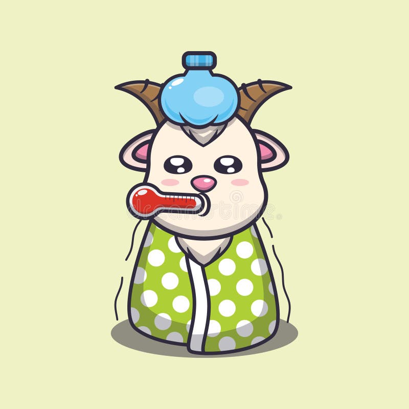 Cute Goat is Sick Cartoon Vector Illustration. Stock Vector ...