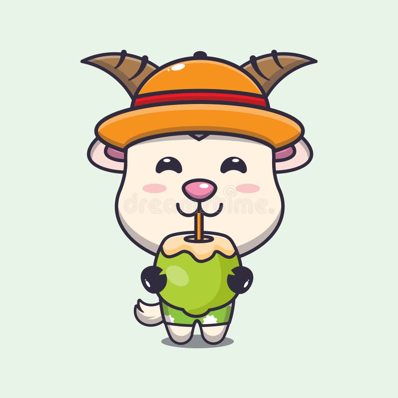 Goat Drink Boba Milk Tea Cartoon Vector Illustration. Stock Vector ...
