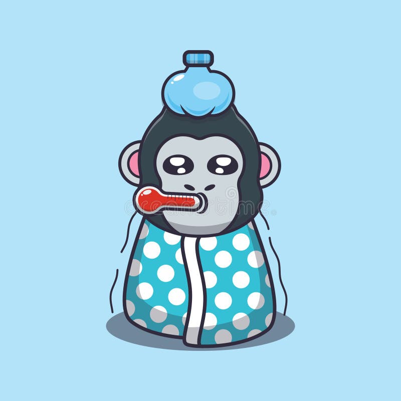 Cute Gorilla is Sick Cartoon Vector Illustration. Stock Vector ...