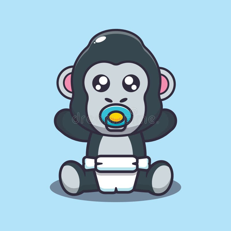 Cartoon Cute Baby Gorilla Sitting Stock Illustrations – 453 Cartoon ...