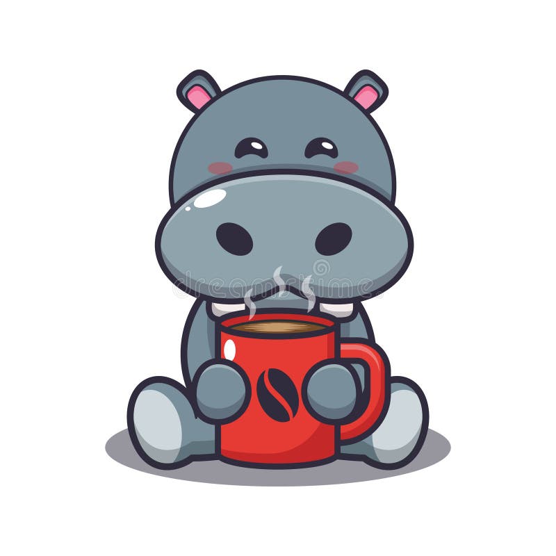 Hippo Drink Boba Milk Tea Cartoon Vector Illustration. Stock Vector ...