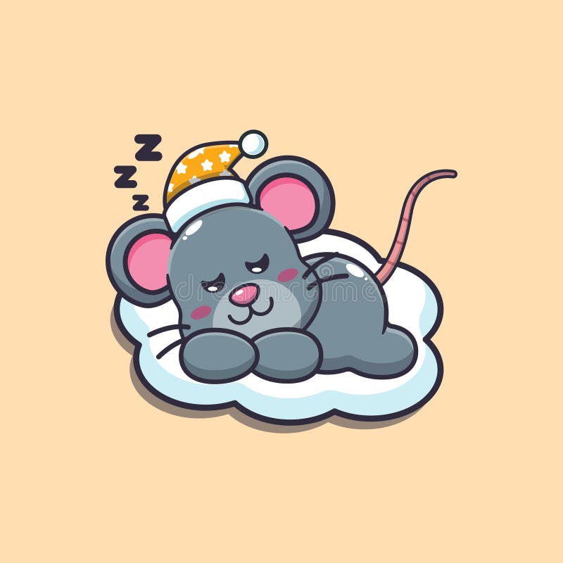 Cute Mouse Sleep Cartoon Vector Illustration. Stock Vector ...