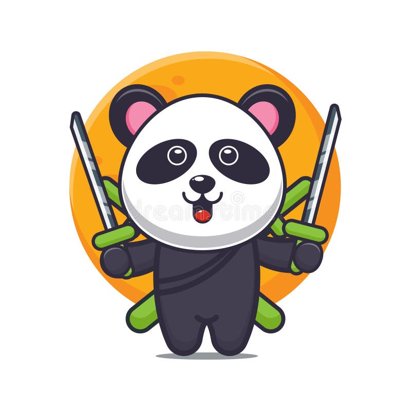 Cute Ninja Panda Cartoon Vector Illustration. Stock Vector ...