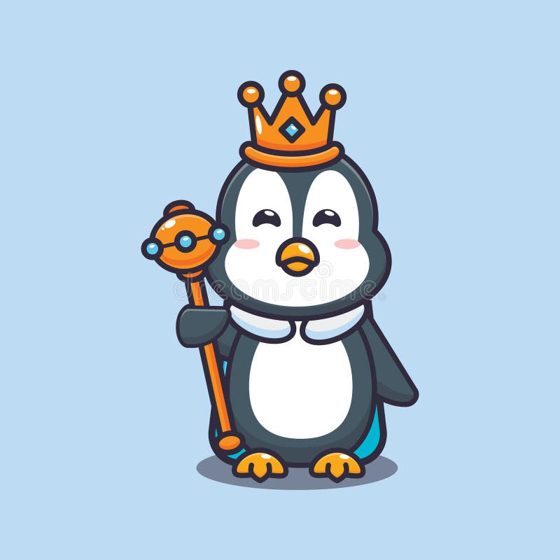 Cute King Penguin Cartoon Vector Illustration. Stock Vector ...
