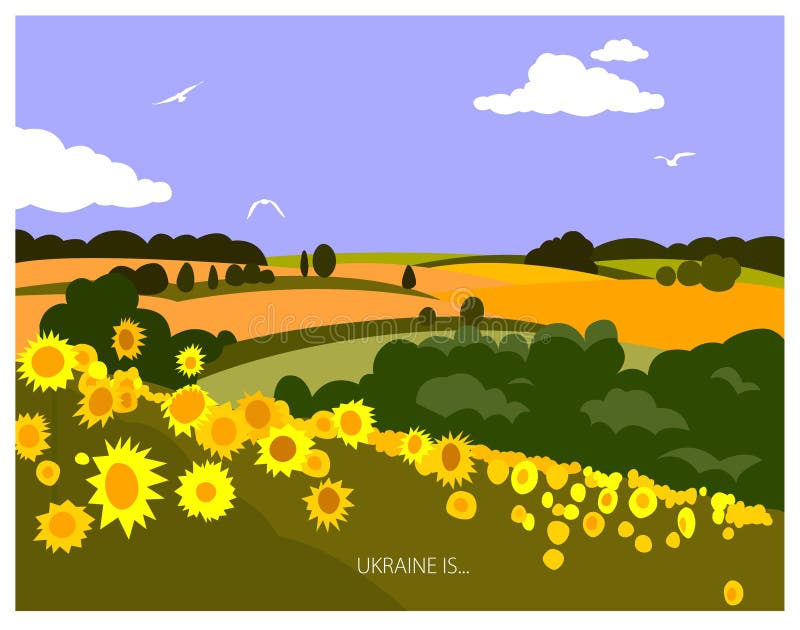 Print. Ukraine. Landscape of Ukraine. Poster `Ukraine is...` Rural ...