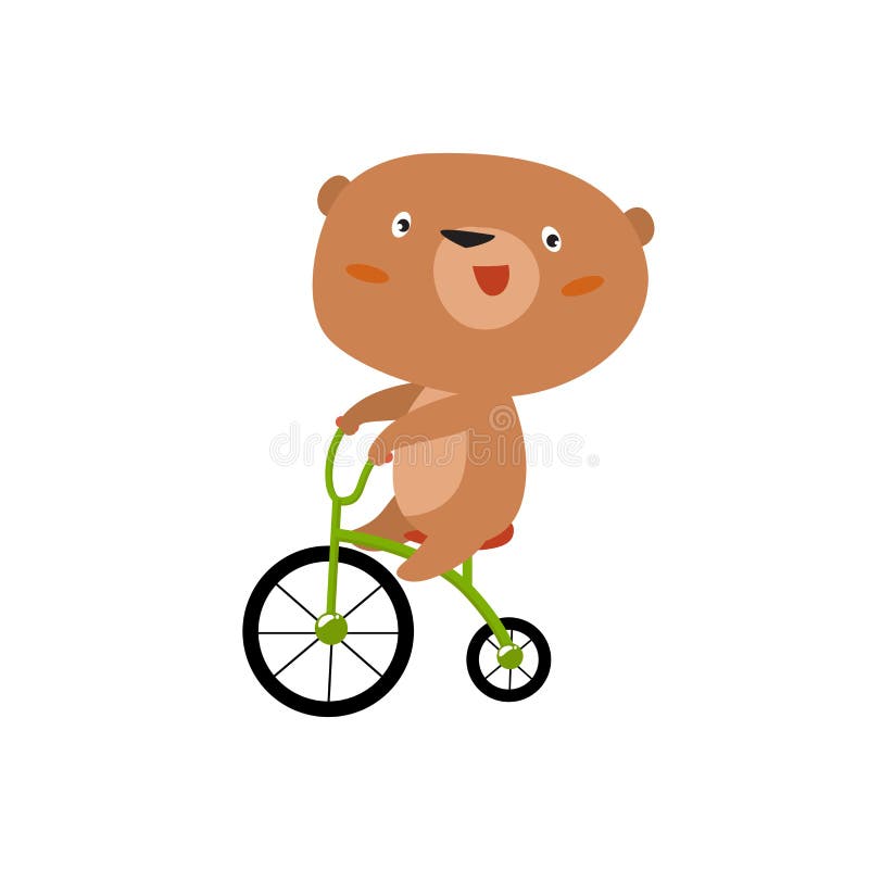 Print. Cute Bear on a Bike. Forest Animal. Sport Competitions. Cartoon ...