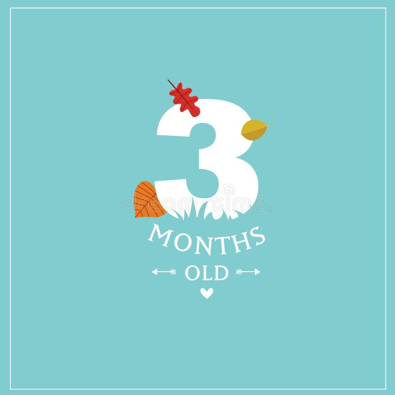 PrintÑŽ Cute Vector Card `I`m 3 Months Old`. Blue Postcard for a Photo ...
