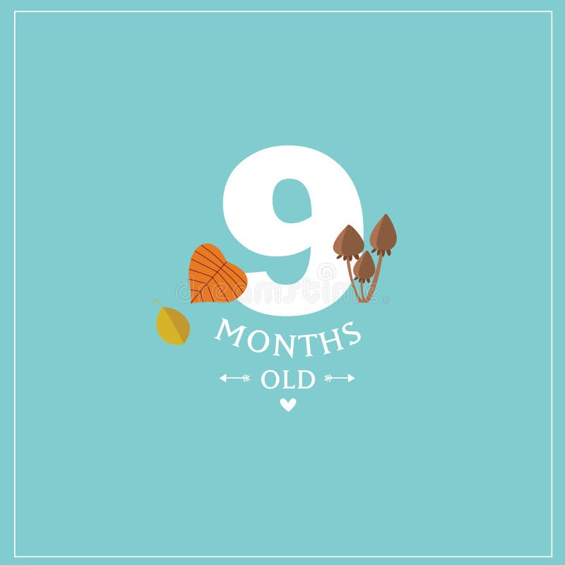 PrintÑŽ Cute Card `I`m 9 Months Old`. Blue Postcard for a Photo of a ...