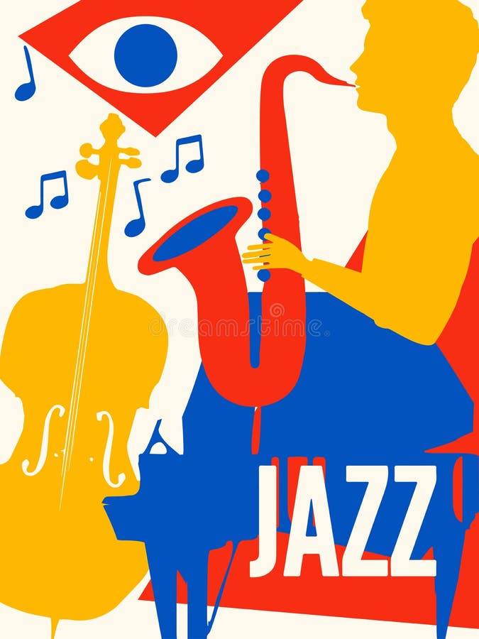 Jazz Music Poster for Band Performance. Colorful Musical Instruments ...