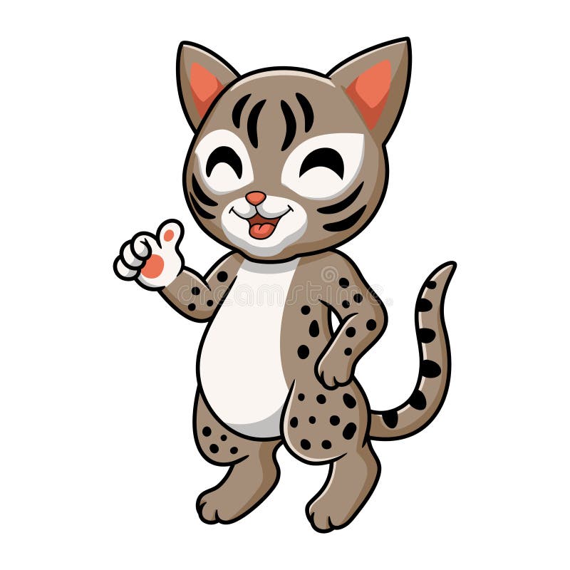 Cute Ocicat Cat Cartoon Giving Thumbs Up Stock Vector - Illustration of ...