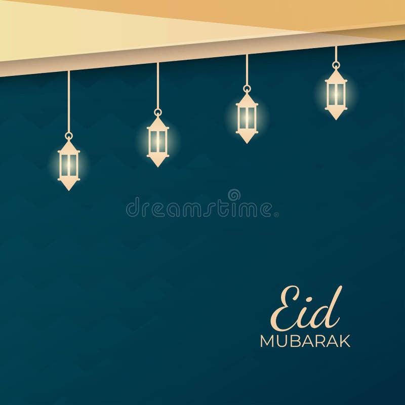 Design of Eid Mubarak Celebration, with Lantern Object and Light Stock ...