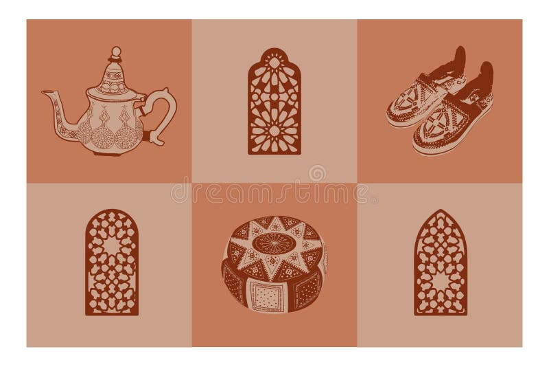 Moroccan Cultural Symbols SET. Morocco Travel Collection of Icons ...