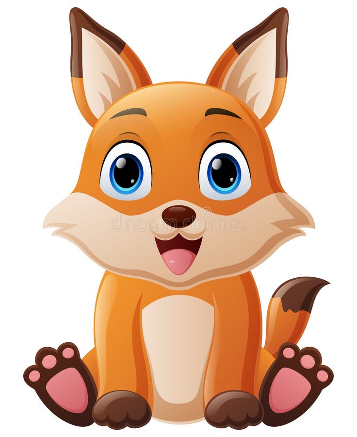 Cute Little Fox Cartoon Sitting Stock Vector - Illustration of friendly ...
