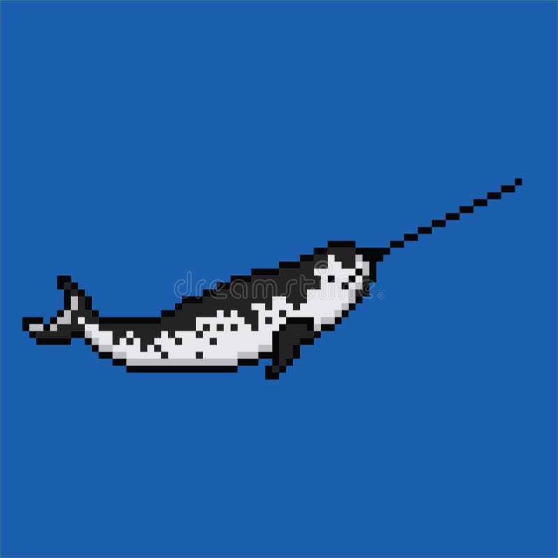 Vector Whale in Pixel Art Style Stock Vector - Illustration of vector ...