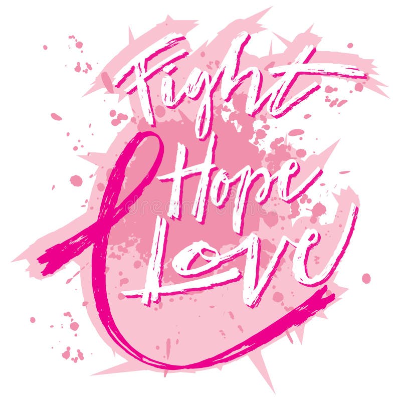 Fight Cancer, Hand Lettering with Woman Hand Fist Stock Illustration ...