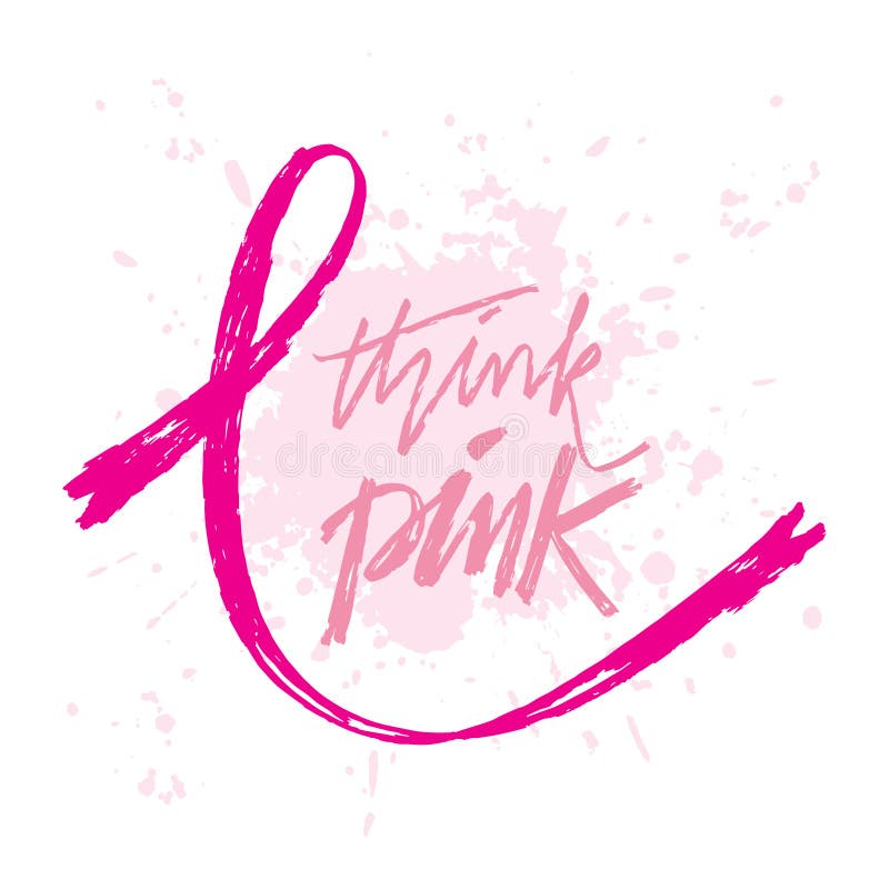 Think Pink Hand Lettering. Breast Cancer Awarenessncept. Stock ...