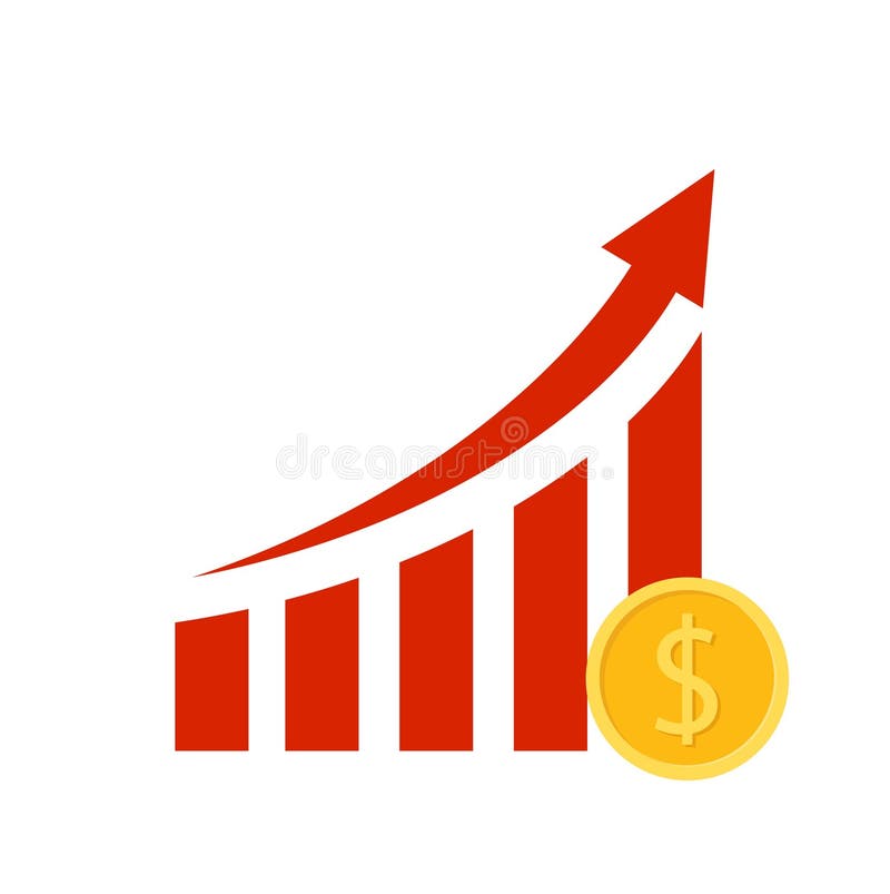 Red Arrow Going Up with Bar Chart Stock Vector - Illustration of ...