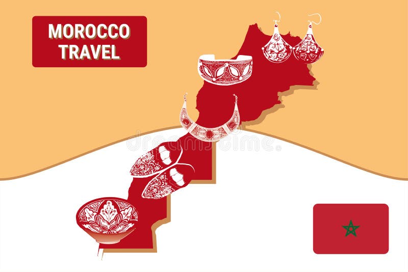 Morocco Travels, Moroccan Cultural Symbols SET, Kingdom of Morocco Map ...