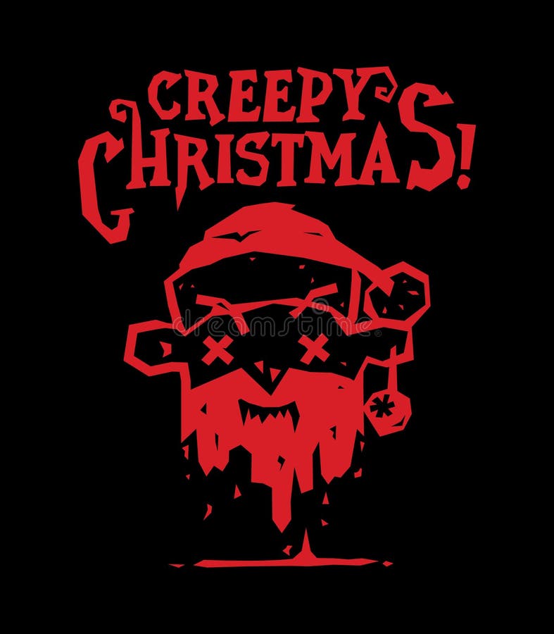 Creepy Christmas T-shirt Decoration with Smiling Santa Stock Vector ...
