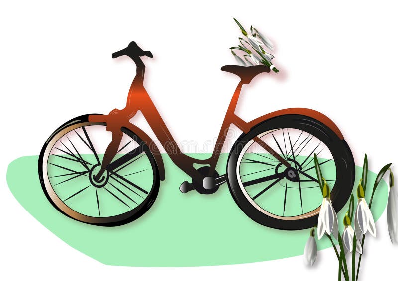 Bicycle on the grass stock vector. Illustration of wheel - 264171686