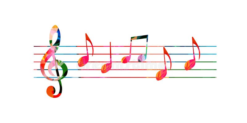 Vibrant Music Background with Colorful Musical Notes and G-clef ...