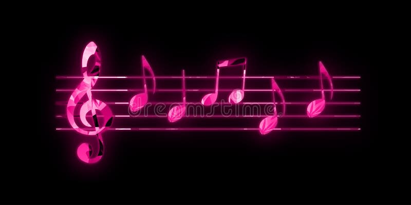 Luminous Musical Background with Neon Glow Musical Notes and G-clef ...