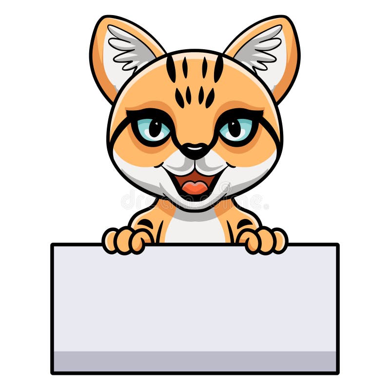 Cute Sand Cat Cartoon Holding Blank Sign Stock Vector - Illustration of ...