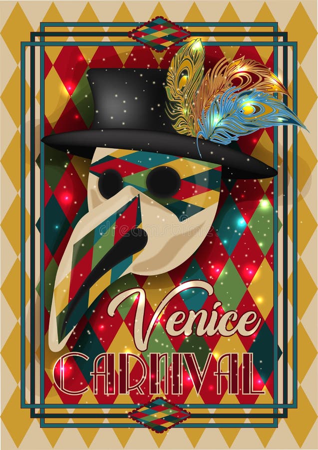 Traditional Venice Mask Plague Doctor with Big Nose, Invitation Card in ...