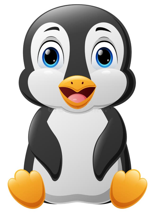 Cute Baby Penguin Cartoon Sitting Stock Vector - Illustration of ...