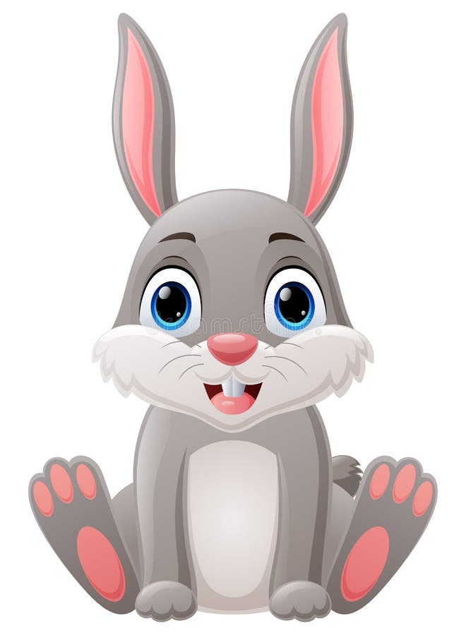 Cute Little Rabbit Cartoon Sitting Stock Vector - Illustration of happy ...