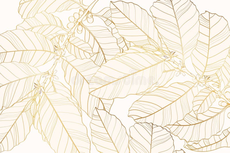 Luxury Wallpaper Design with Golden Coffee Branches and Natural ...
