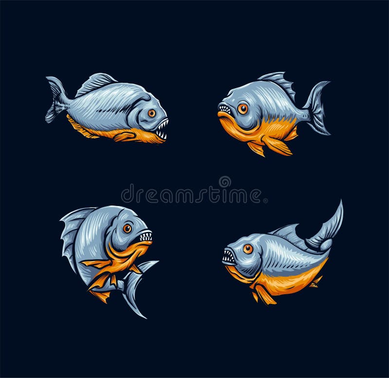 Piranha Fish Predator Mascot Vector Illustration Stock Vector ...