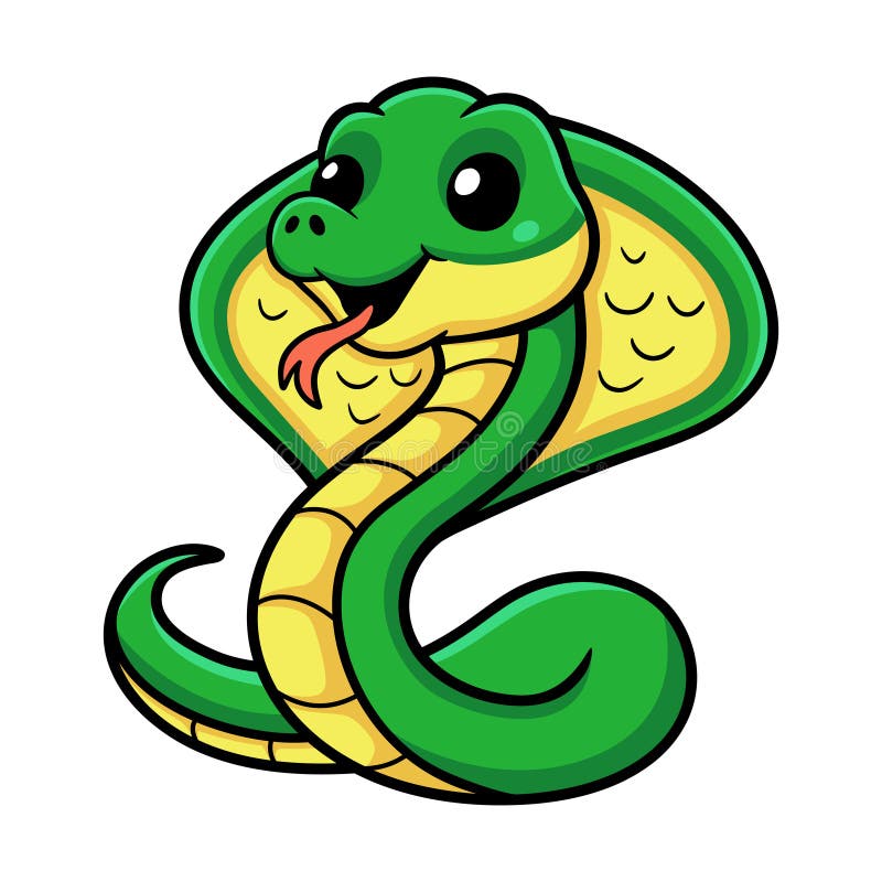 Cute Little Cobra Snake Cartoon Stock Vector - Illustration of flat ...