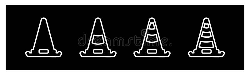 Two Colored and Black Cone Vector Icons Designed,traffic Cone Icon Set ...