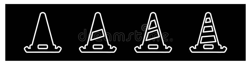 Two Colored and Black Cone Vector Icons Designed,traffic Cone Icon Set ...