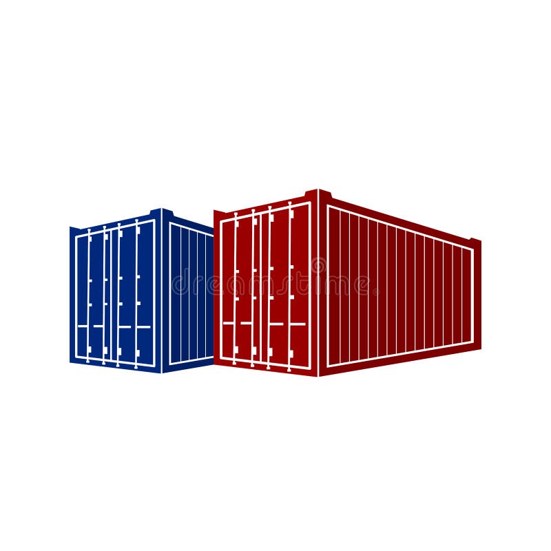 Red and Blue Shipping Container Box Vector Design Stock Vector ...