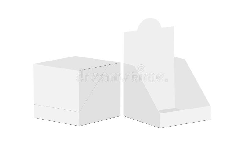 Square Counter Display Box Mockup, Opened and Closed Stock Vector ...