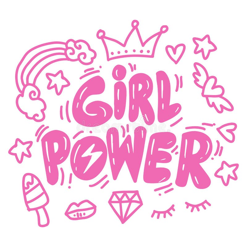 Girl Power Word Hand Lettering. Stock Illustration - Illustration of ...