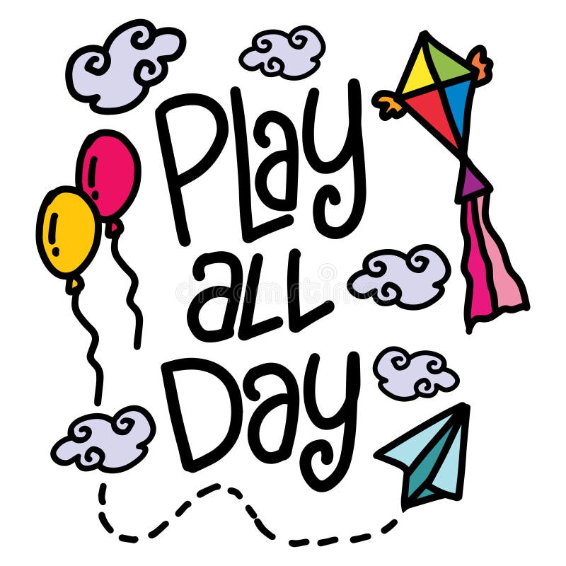 Let`s play hand lettering. stock illustration. Illustration of cute ...