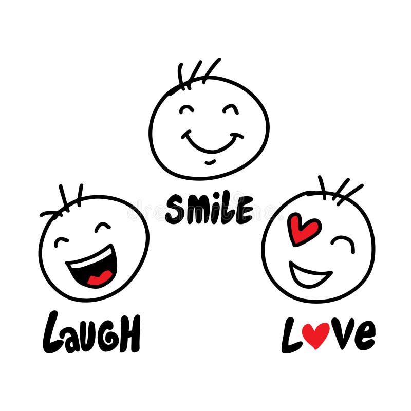 Smile Laugh Love, Slogan Concept. Cartoon Style Stock Illustration ...