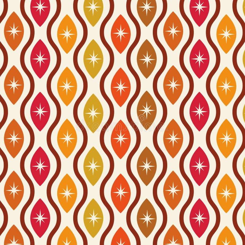 Mid Century Modern Atomic Starburst Seamless Pattern on Ogee Oval ...
