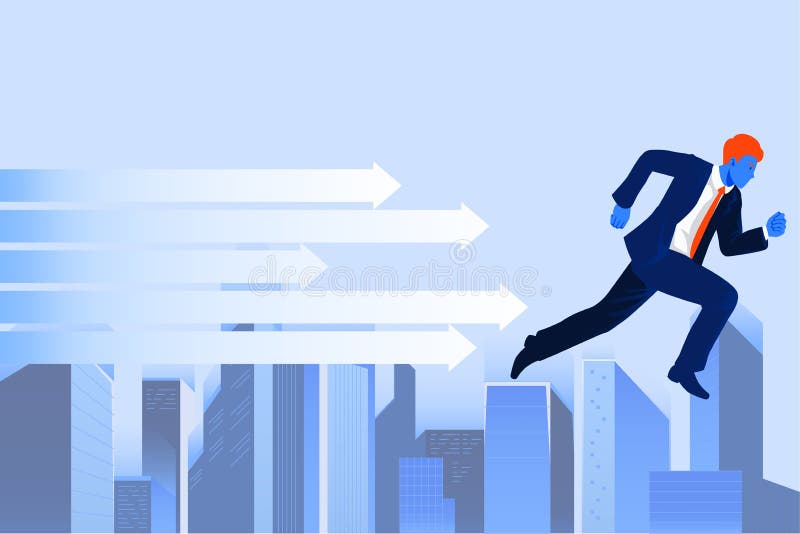Business Arrow Concept with Businessman on Arrow Running To Success ...