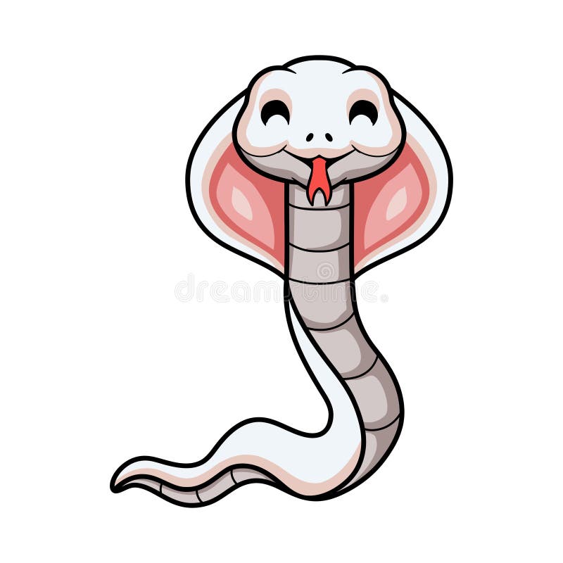 Cute Leucistic Cobra Snake Cartoon Stock Vector - Illustration of naja ...