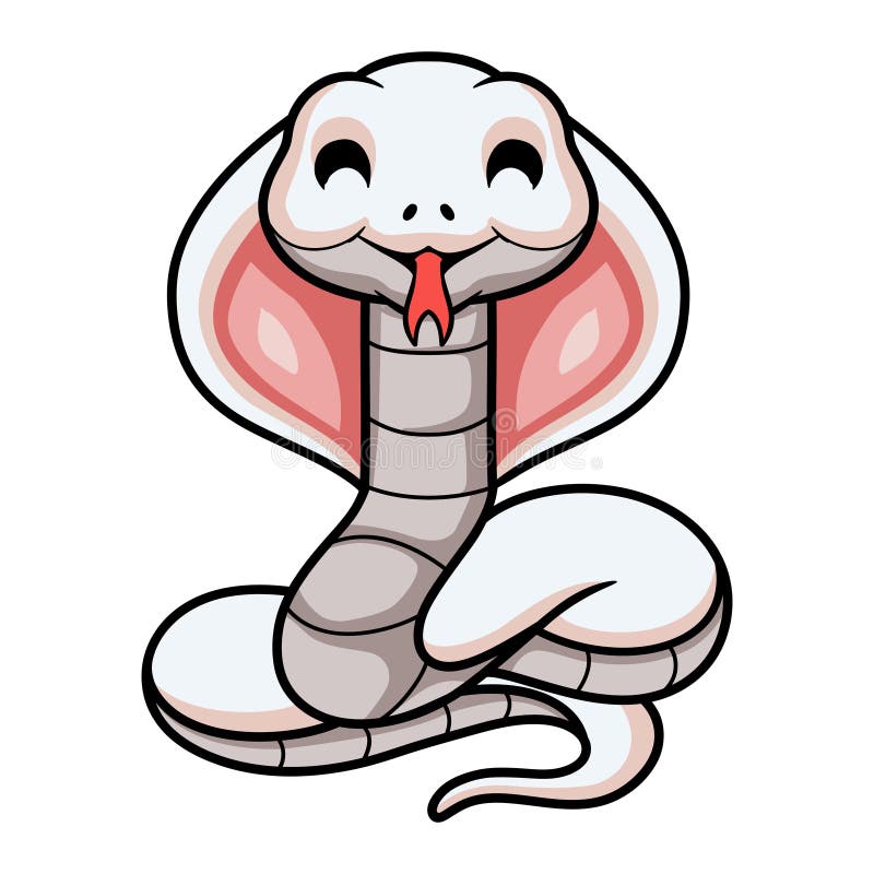 Cute Leucistic Cobra Snake Cartoon Stock Vector - Illustration of naja ...
